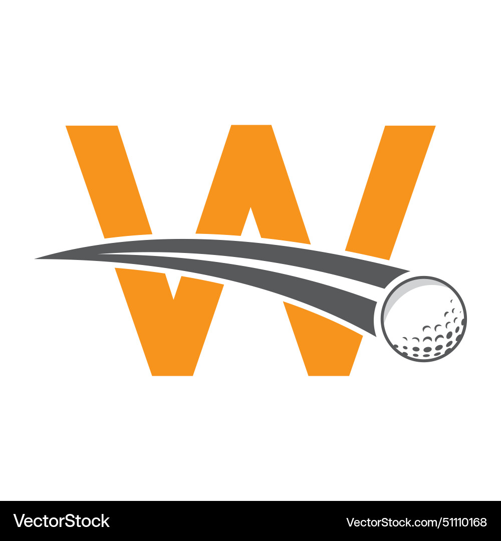 Golf logo on letter w concept with moving Vector Image