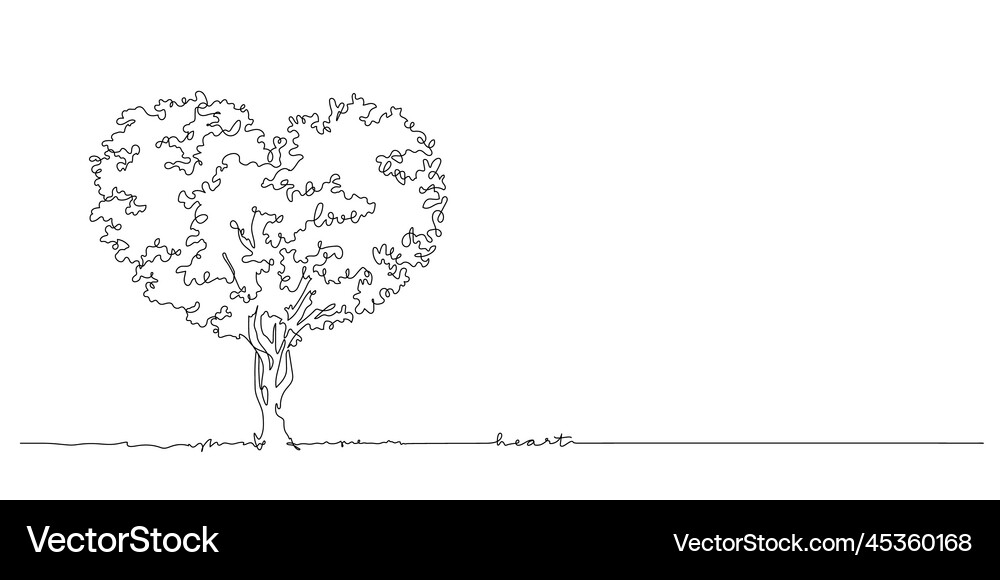 Heart shape tree valentine concept one line Vector Image