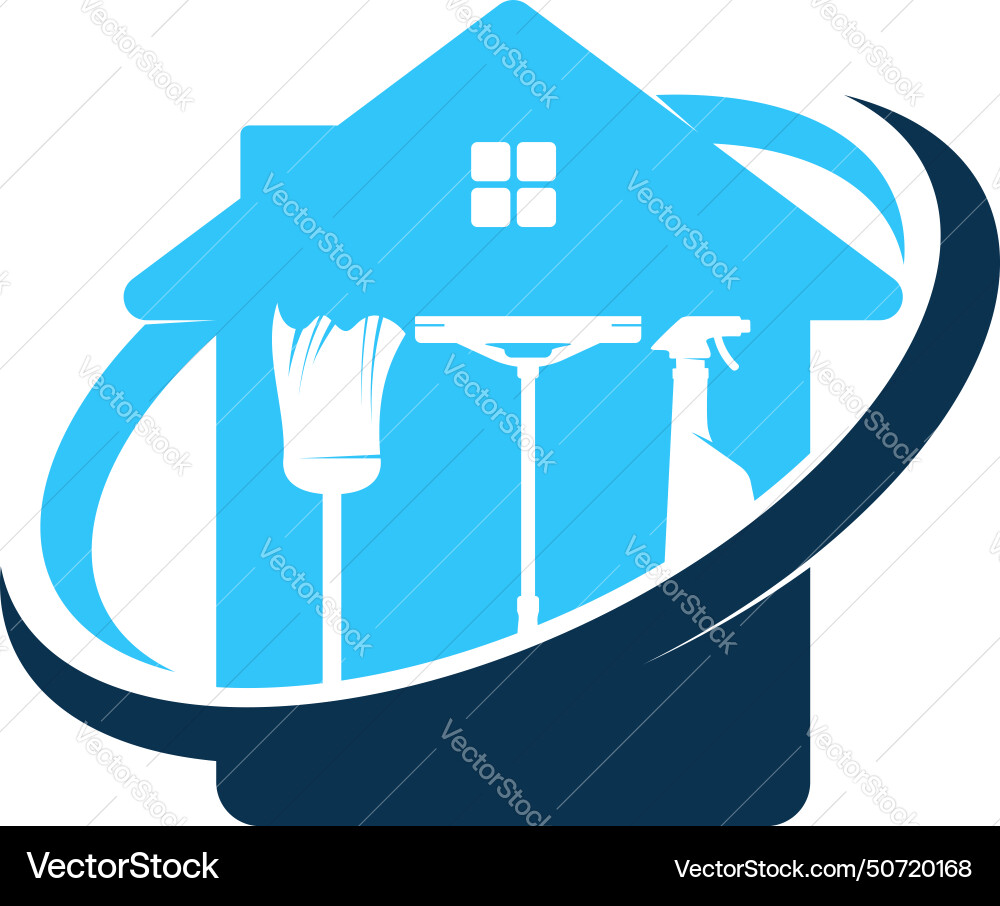 House and tool symbol for cleaning Royalty Free Vector Image