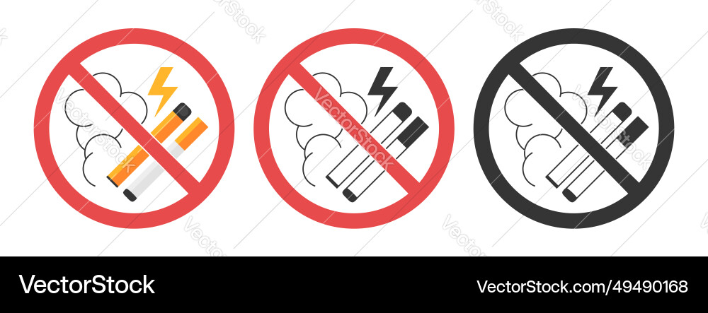 No smoking vaping icons signs Royalty Free Vector Image