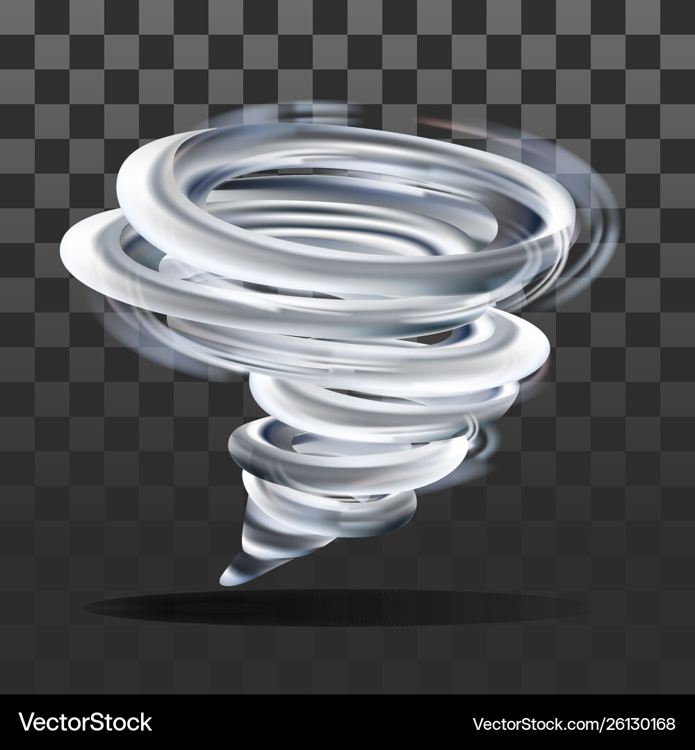 Realistic tornado swirl on transparent Royalty Free Vector