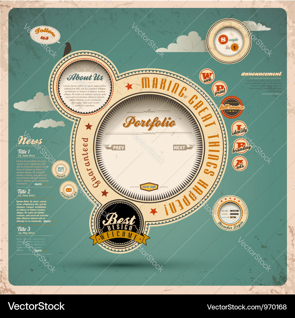 Retro web template Royalty Free Vector Image - VectorStock