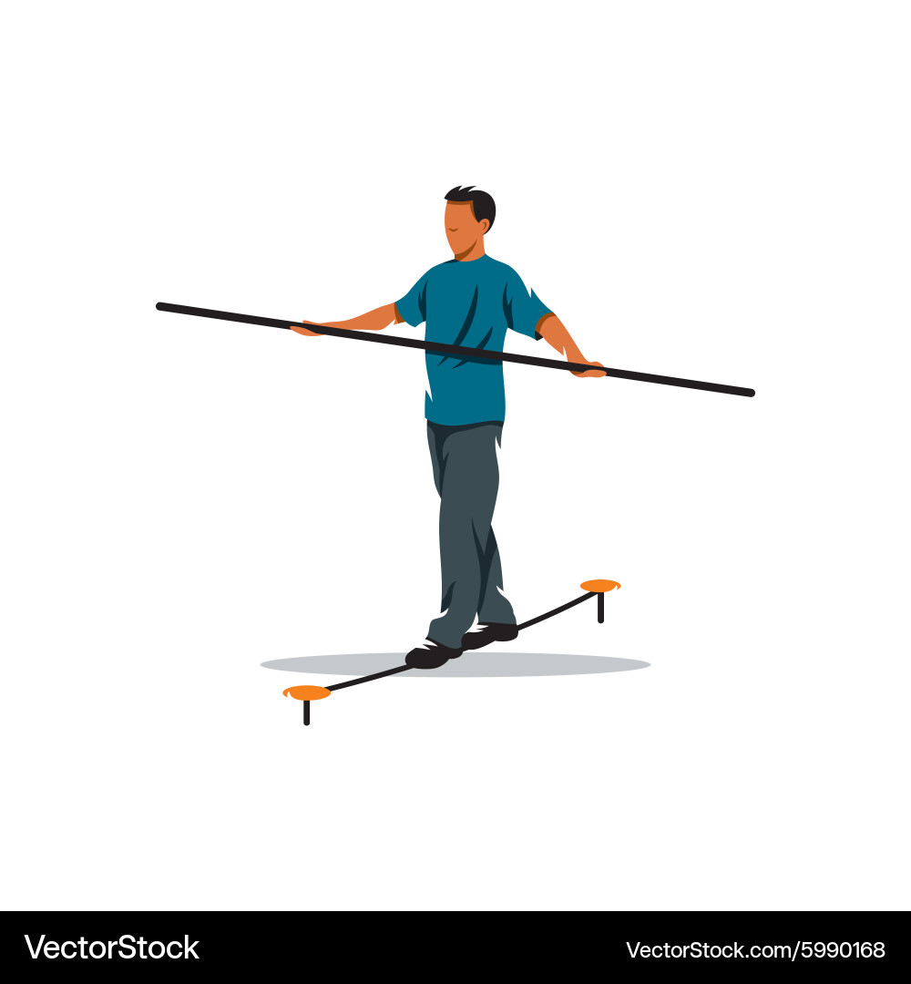 Rope walker man sign funambulist Royalty Free Vector Image