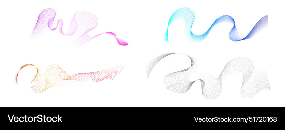 Set 3d futuristic isolated lines Royalty Free Vector Image