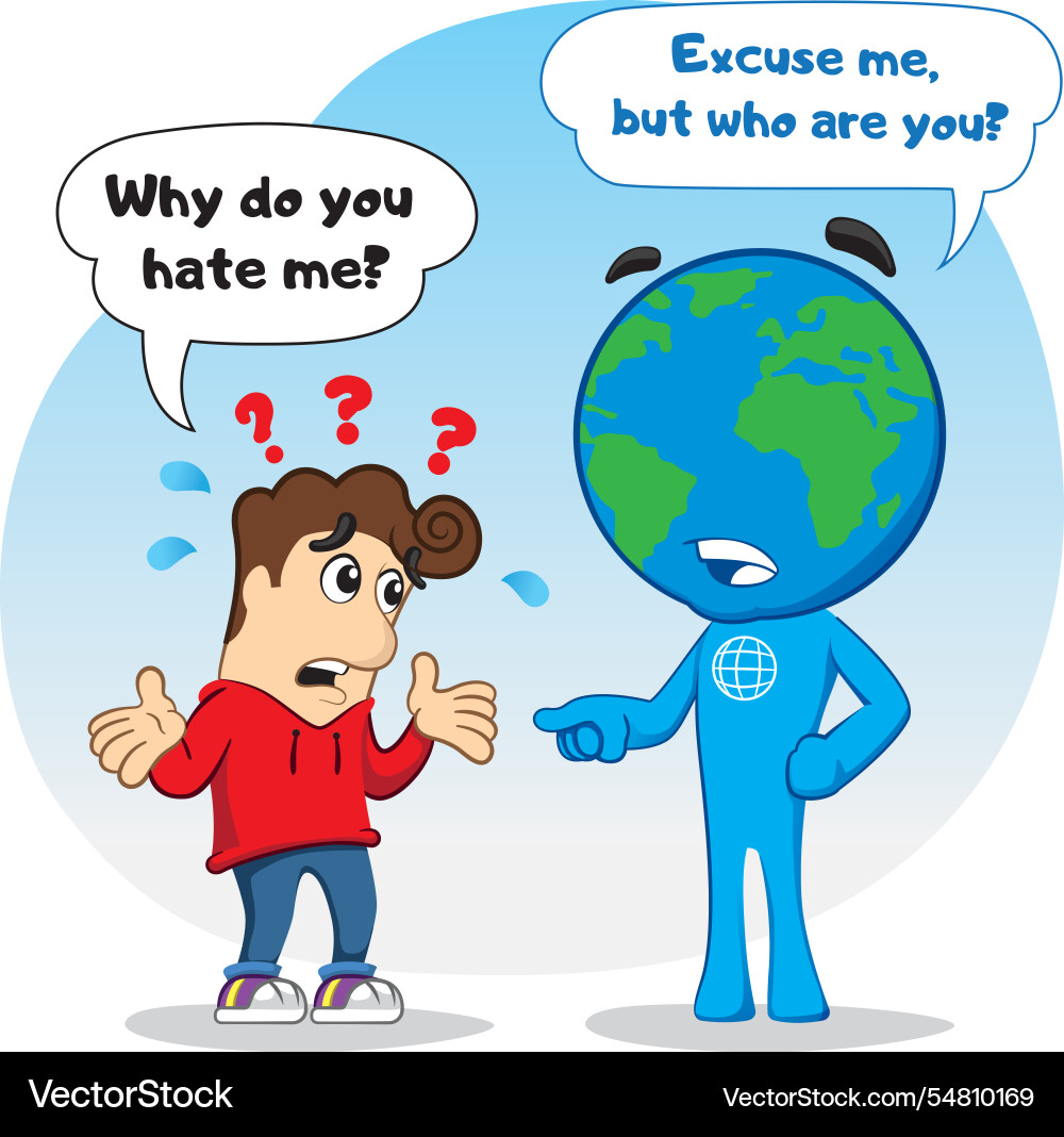 Cartoon dialogue between a person and planet earth