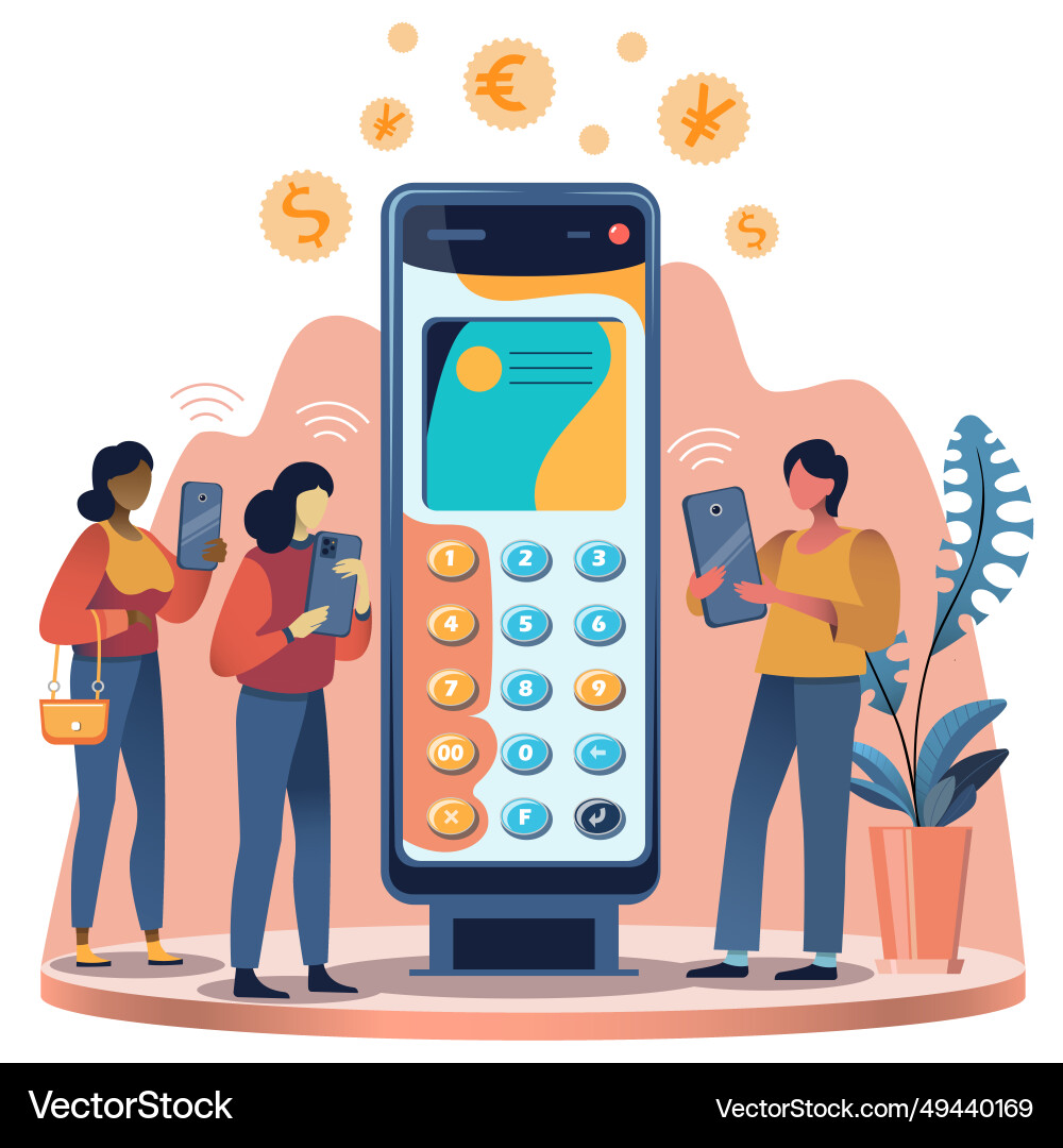 Contactless payment flat design Royalty Free Vector Image