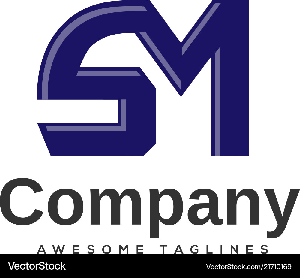 Creative letter sm logo design template elements Vector Image