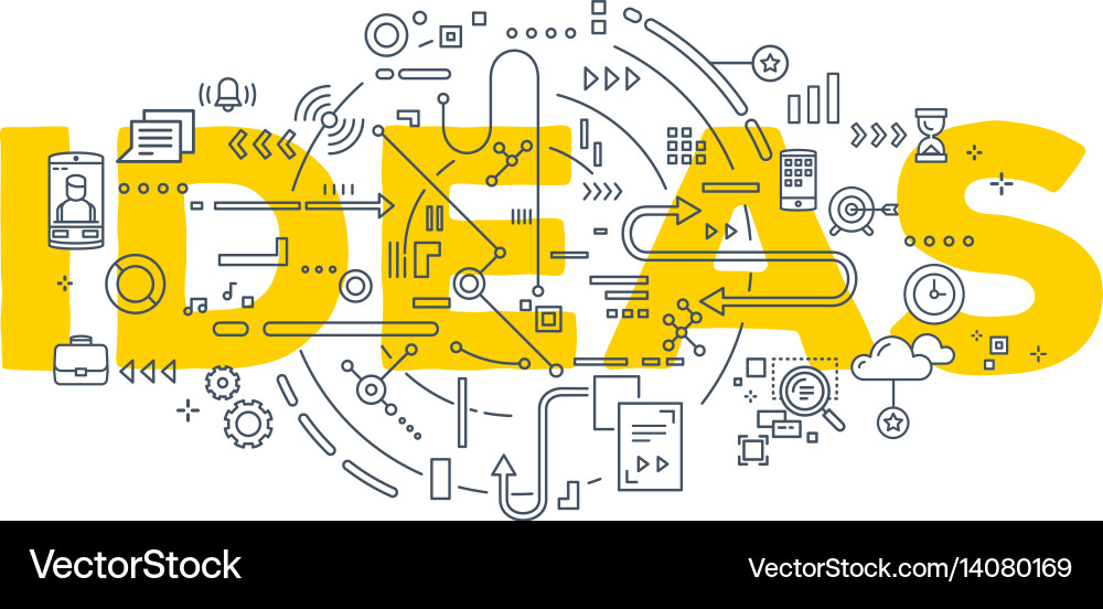 Creative of ideas word lettering Royalty Free Vector Image