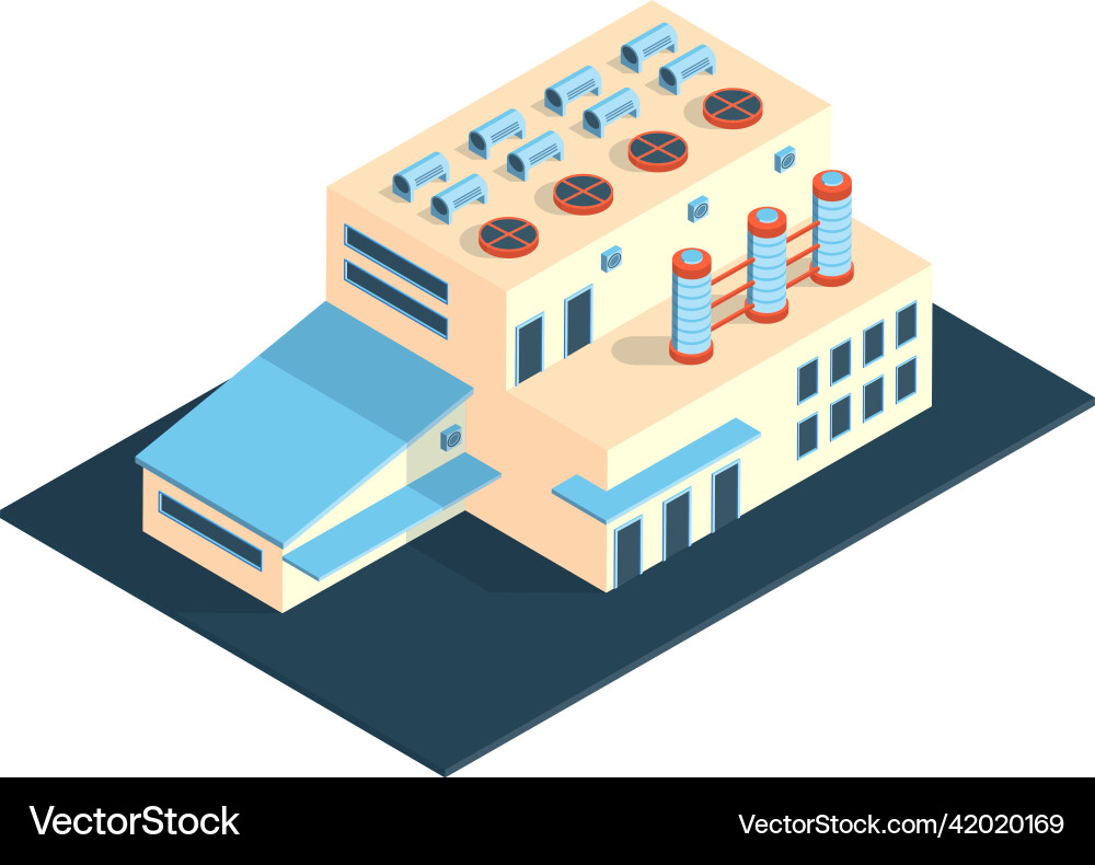 Isometric factory building Royalty Free Vector Image