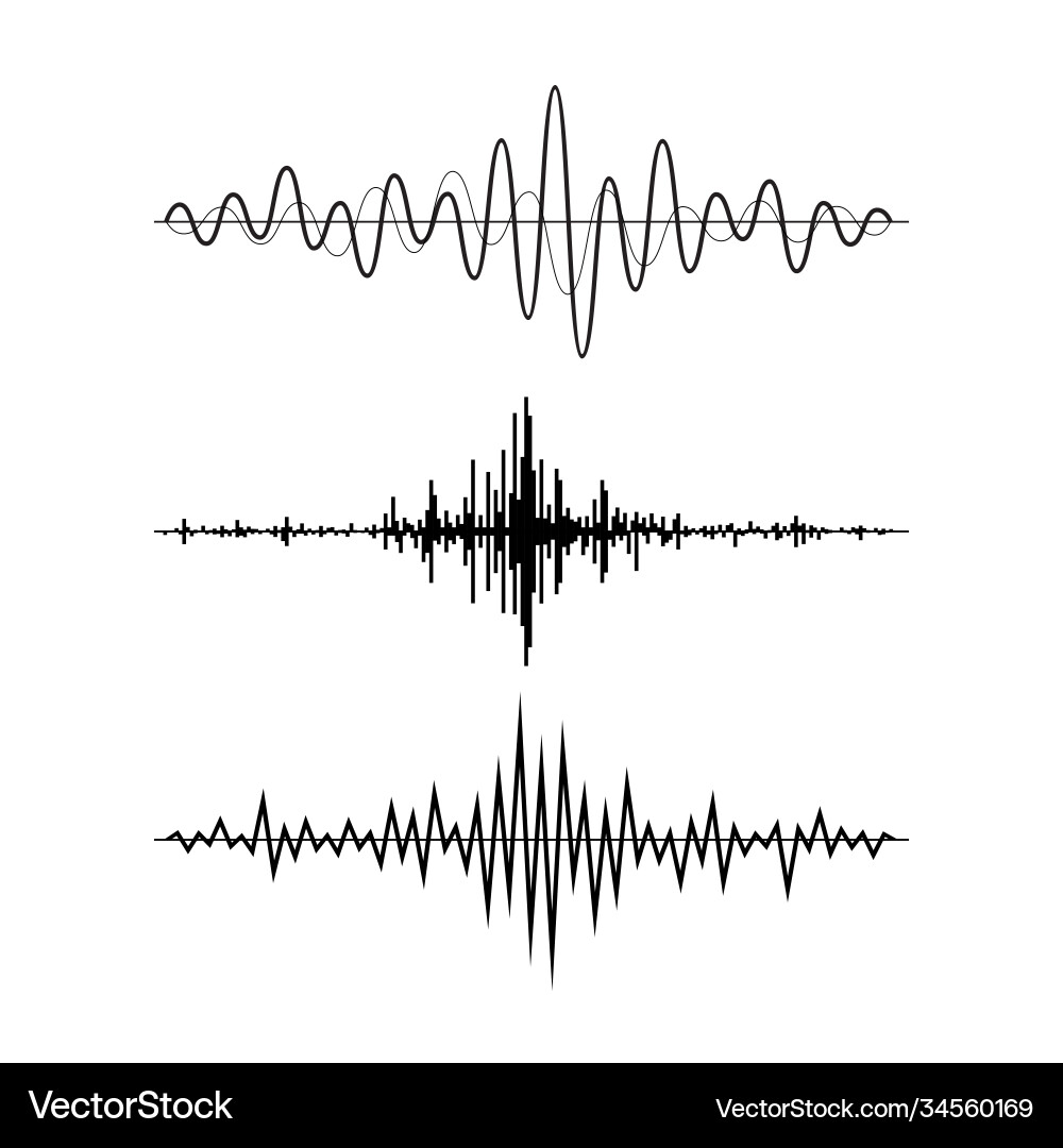 Music sound waves set isolated on white Royalty Free Vector