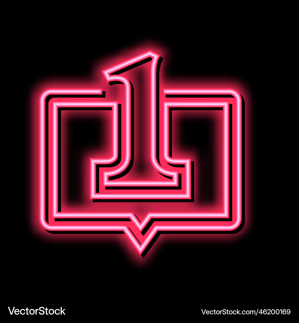 One number neon glow icon Royalty Free Vector Image