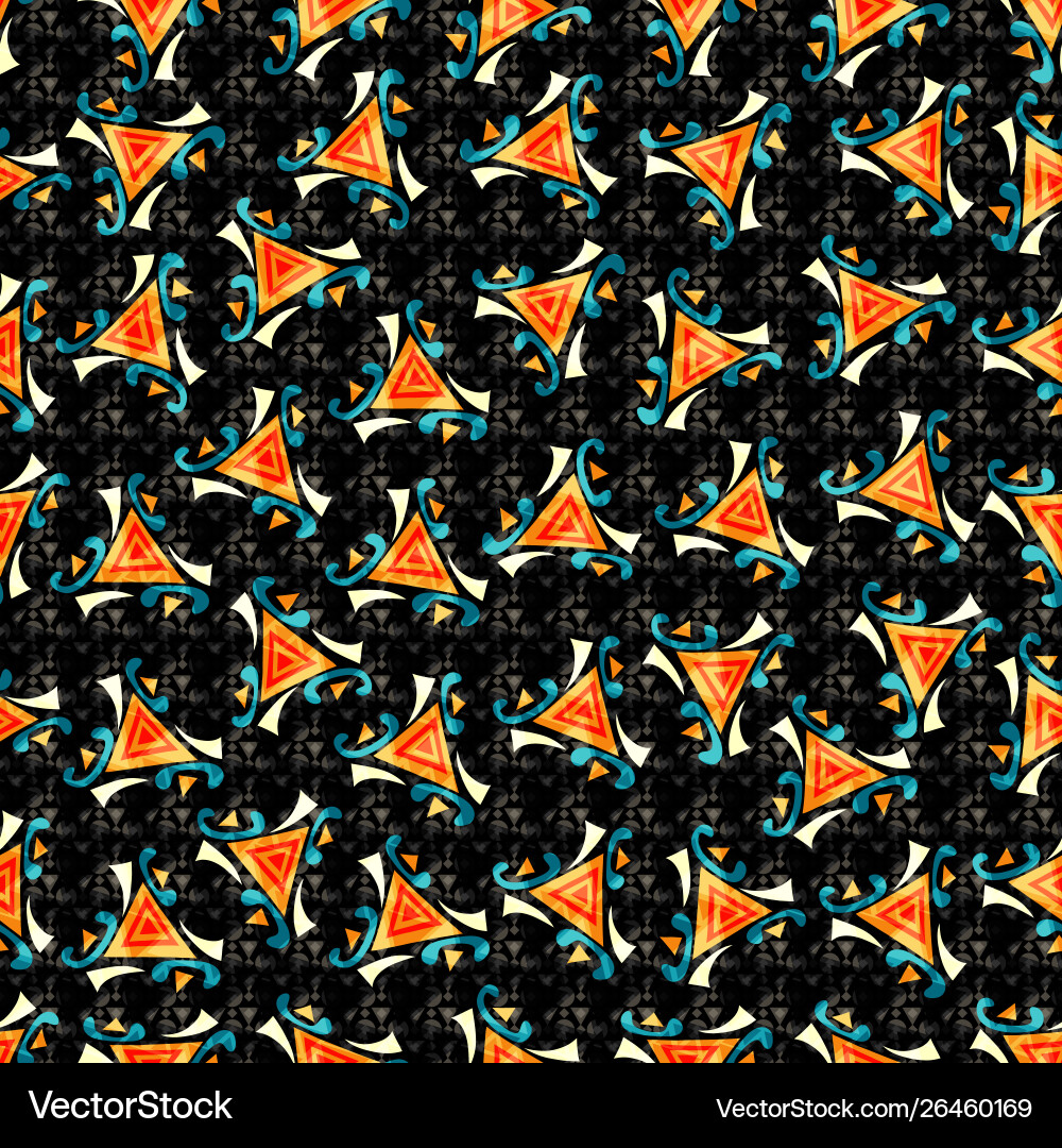Orange polygons on a black background seamless Vector Image