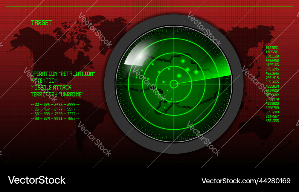 Poster with a green glowing round screen radar Vector Image