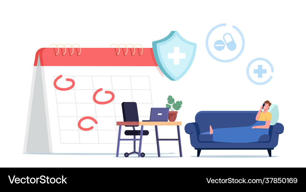 Sick leave concept diseased male character call Vector Image