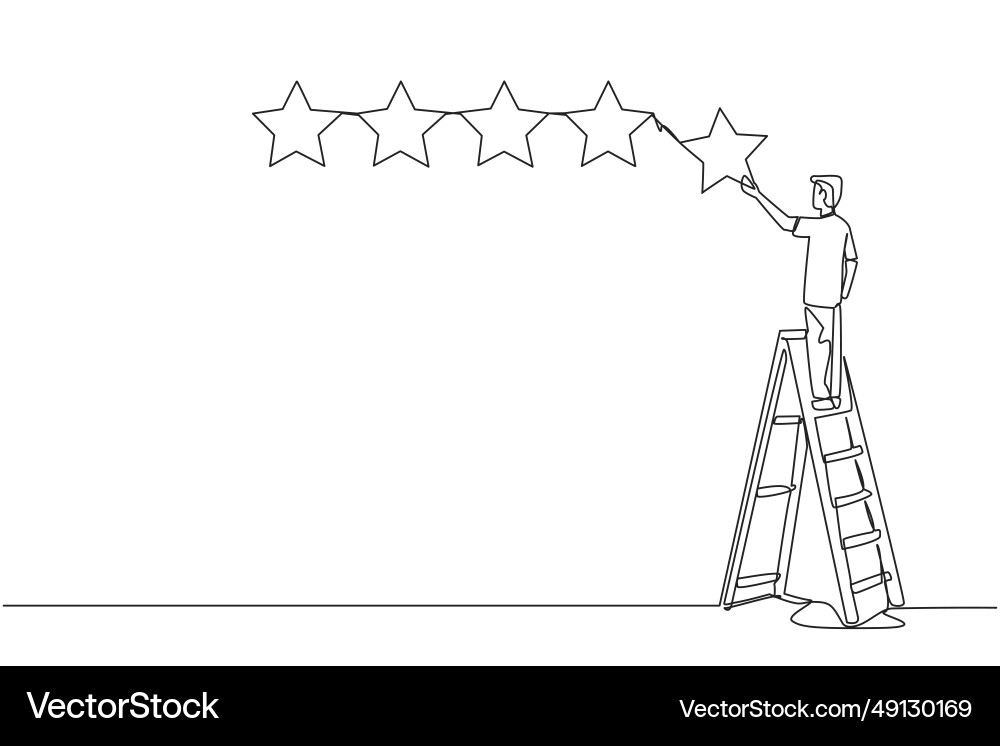 Single one line drawing young energetic happy man Vector Image