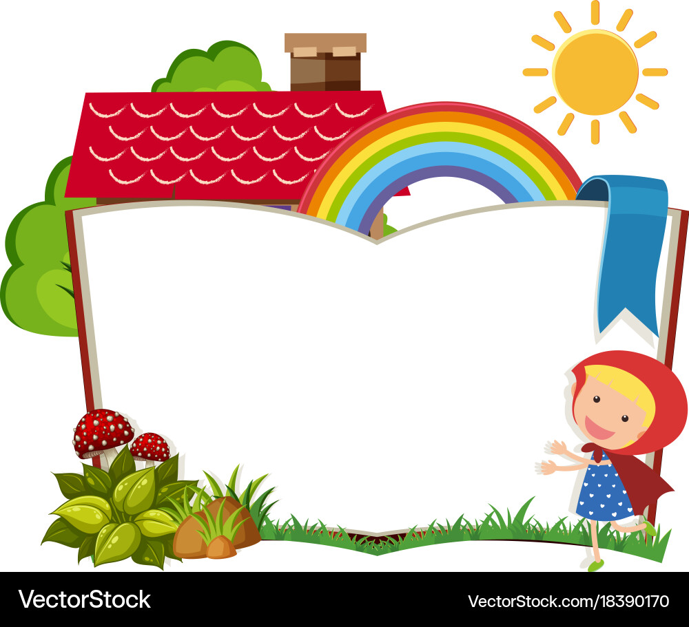 Border template with cute girl Royalty Free Vector Image