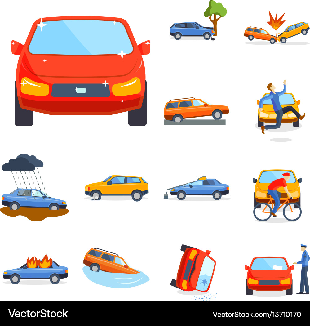 Car crash collision traffic insurance safety Vector Image