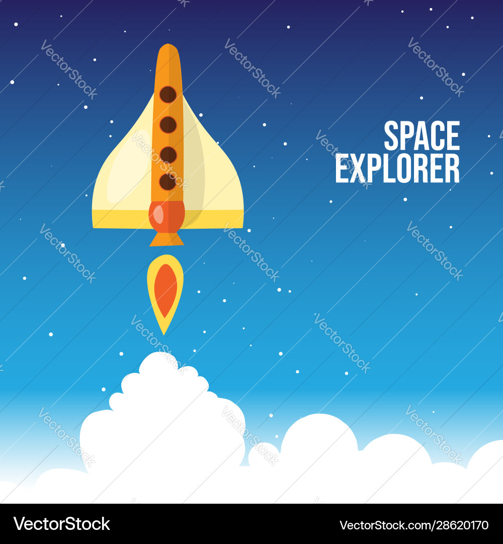 Cartoon launching rocket Royalty Free Vector Image
