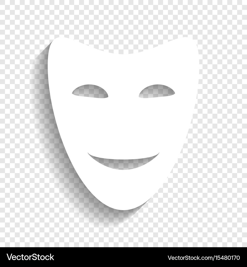 Comedy theatrical masks white icon Royalty Free Vector Image