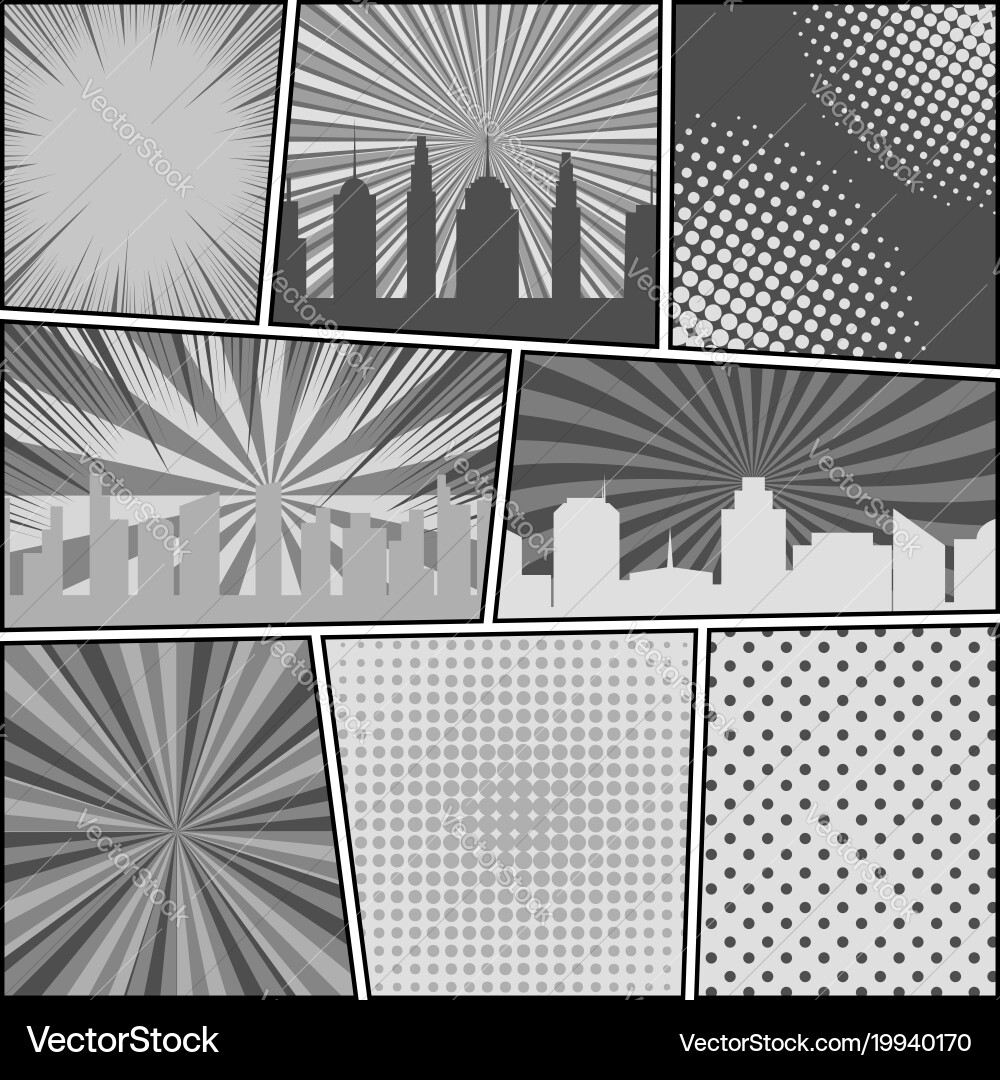 Comic book page monochrome background Royalty Free Vector