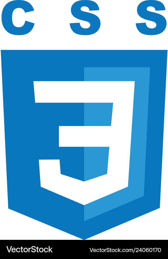 Css3 emblem blue shield and white text Royalty Free Vector