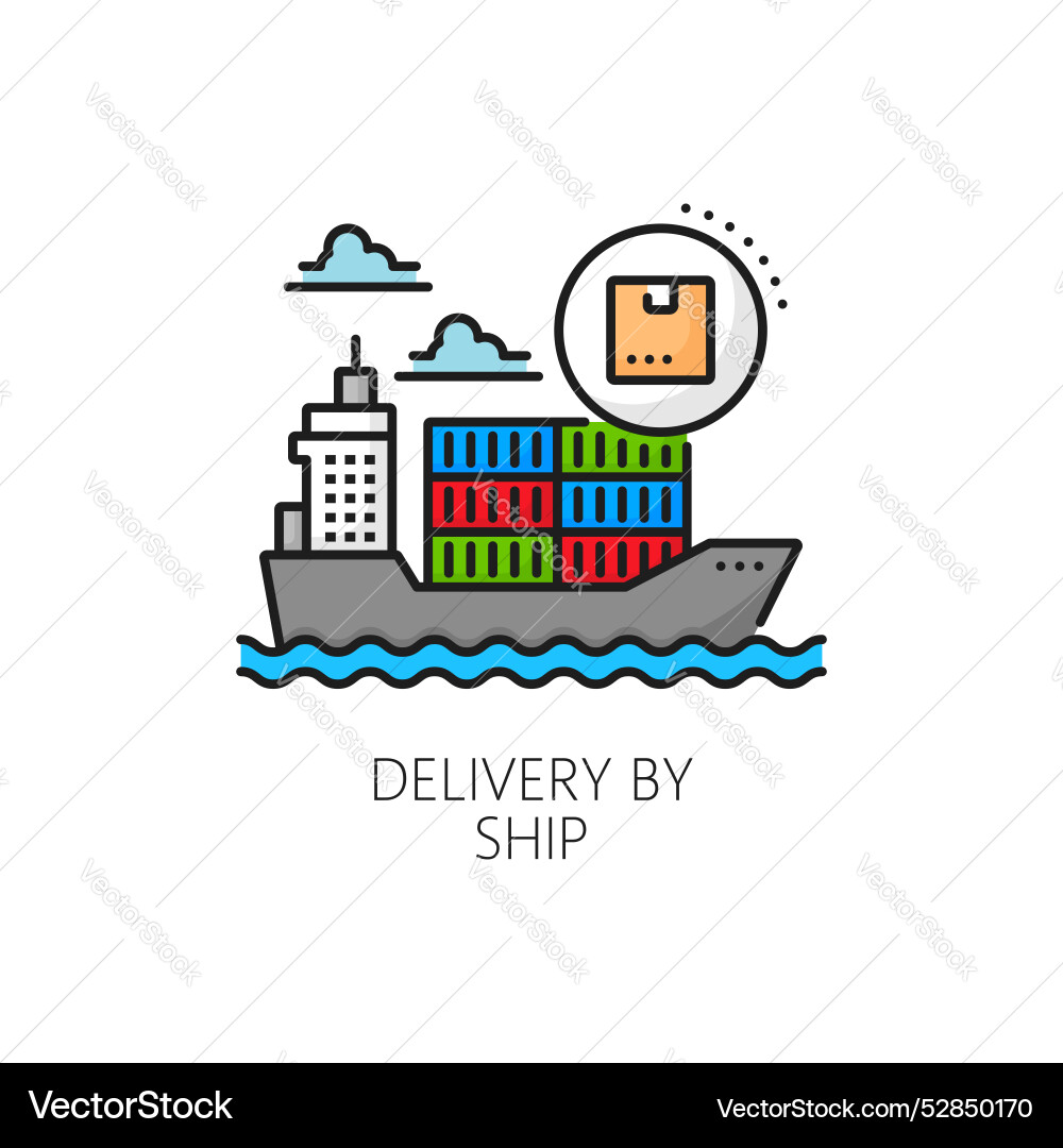 Delivery by ship color line icon logistics supply Vector Image