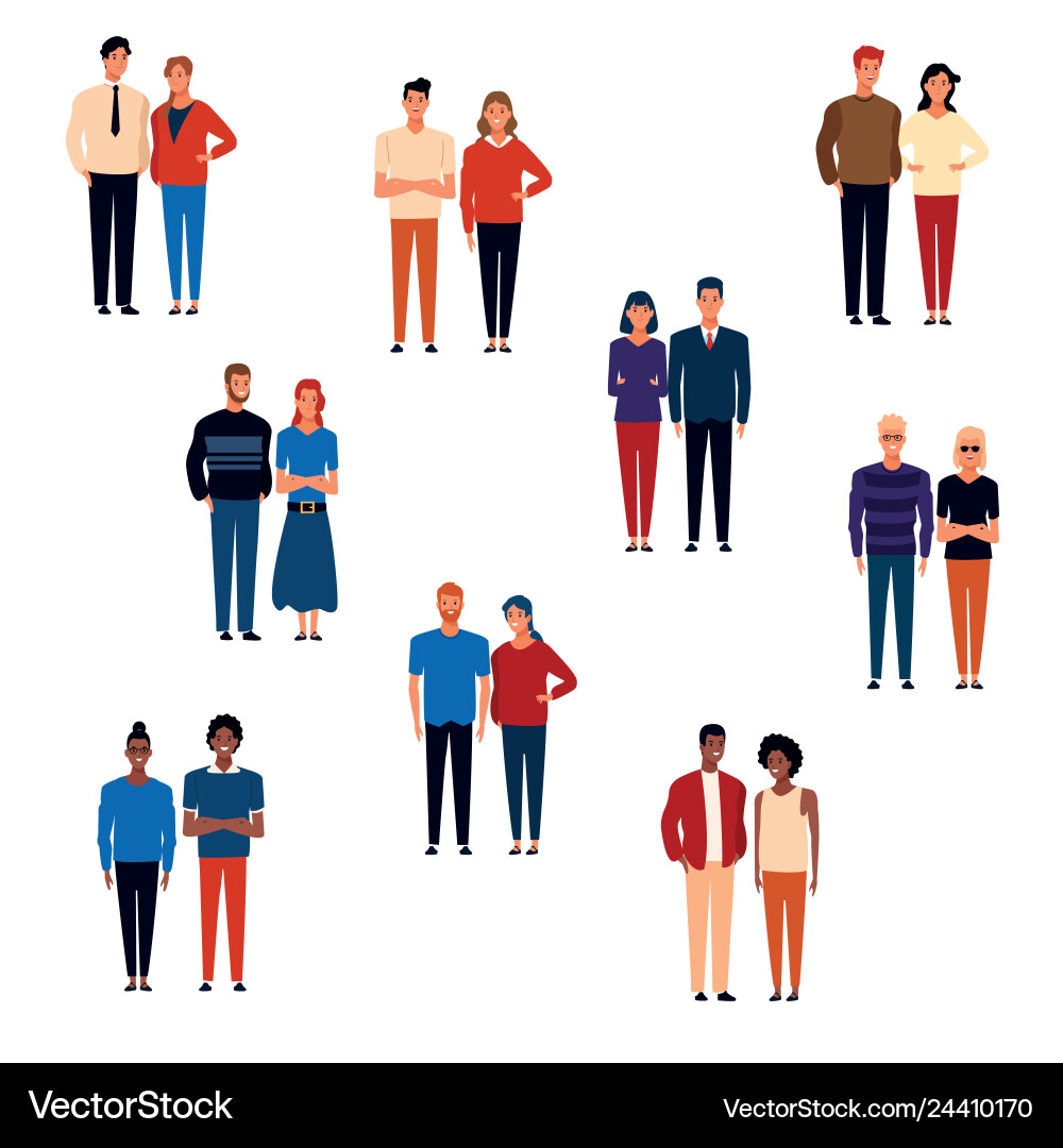 Gruppen von Menschen Cartoons Lizenzfreies Vektorbild