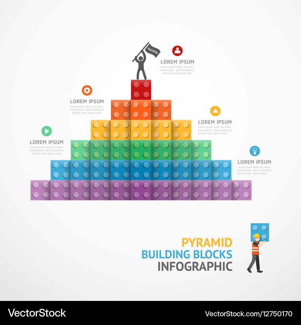 Infographic template step building pyramid blocks Vector Image