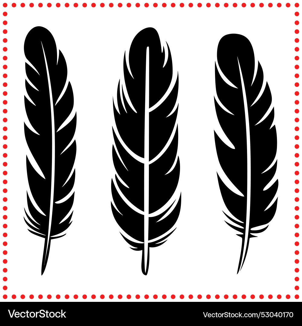 Minimal feather silhouette pack for clean Vector Image