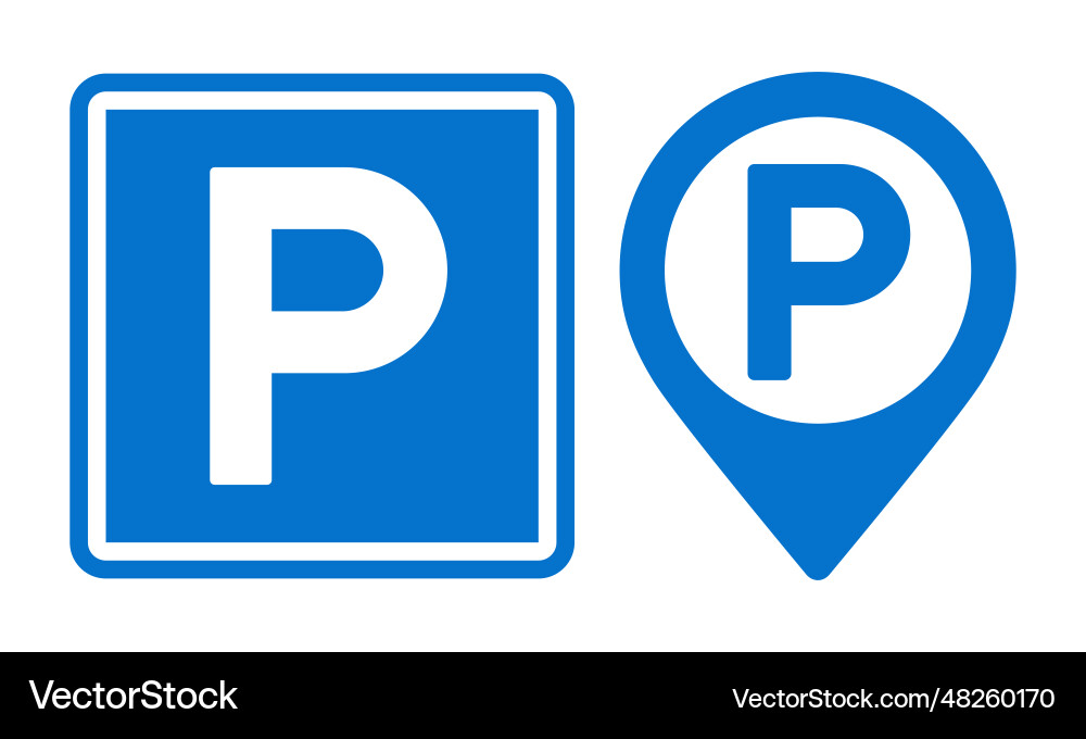 Parking sign and map pin location Royalty Free Vector Image