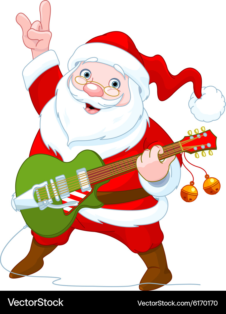 Santa claus plays guitar Royalty Free Vector Image