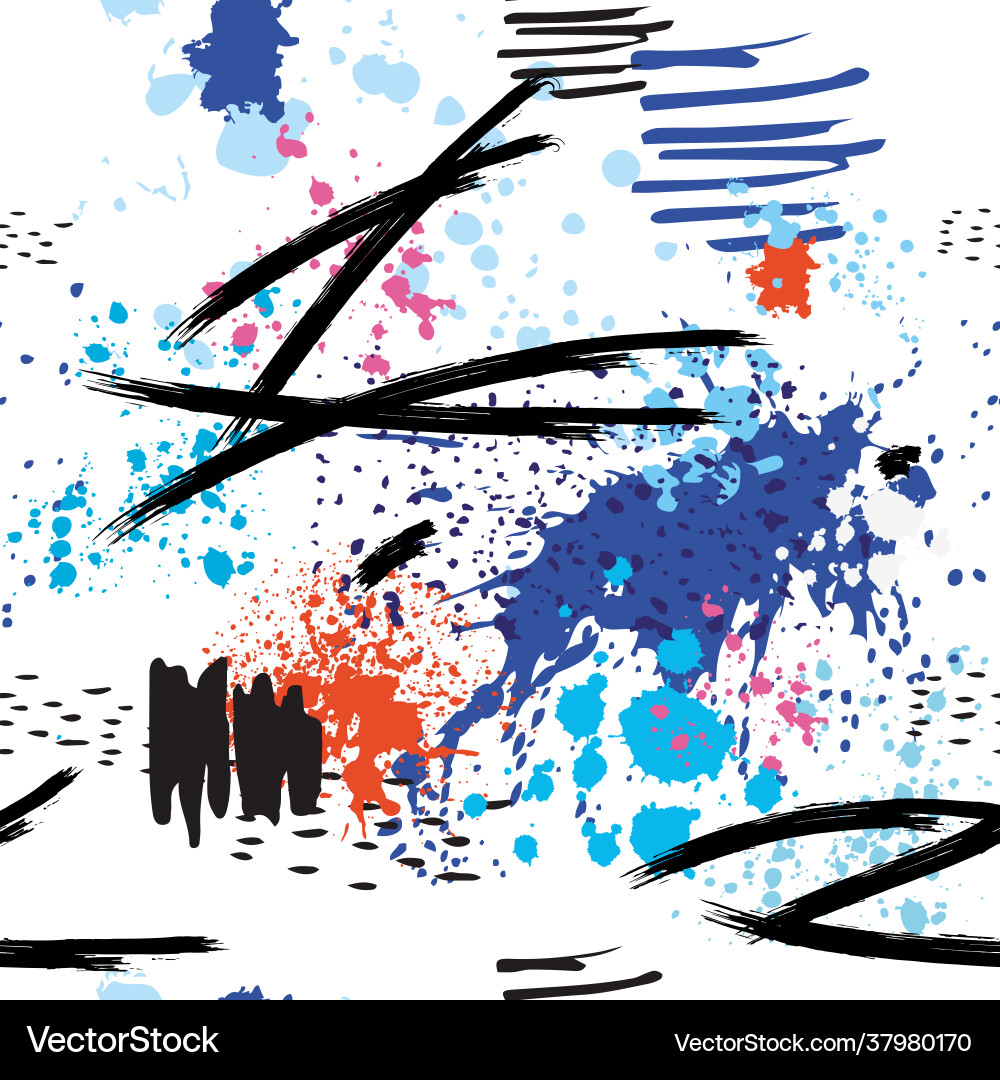Seamless pattern with color paint splashes Vector Image