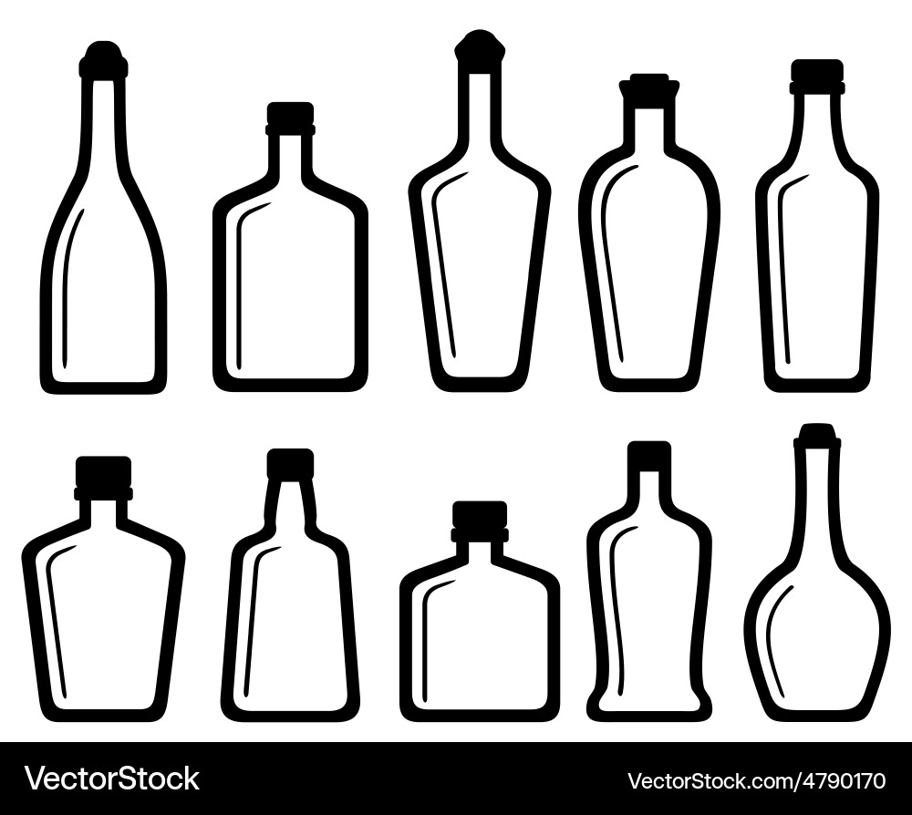Set of White Glass Bottles Royalty Free Vector Image