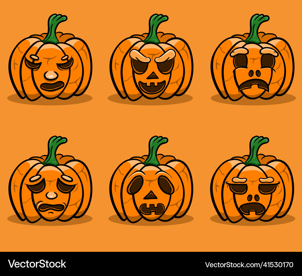 Six expression pumpkins model clip art Royalty Free Vector
