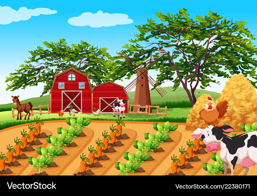 A rural farm landscape Royalty Free Vector Image