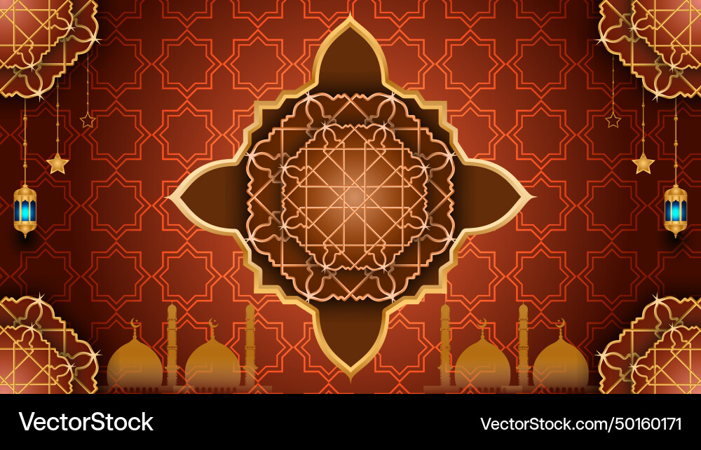 Arabesque ramadan ramazan with ramadhan lantern Vector Image
