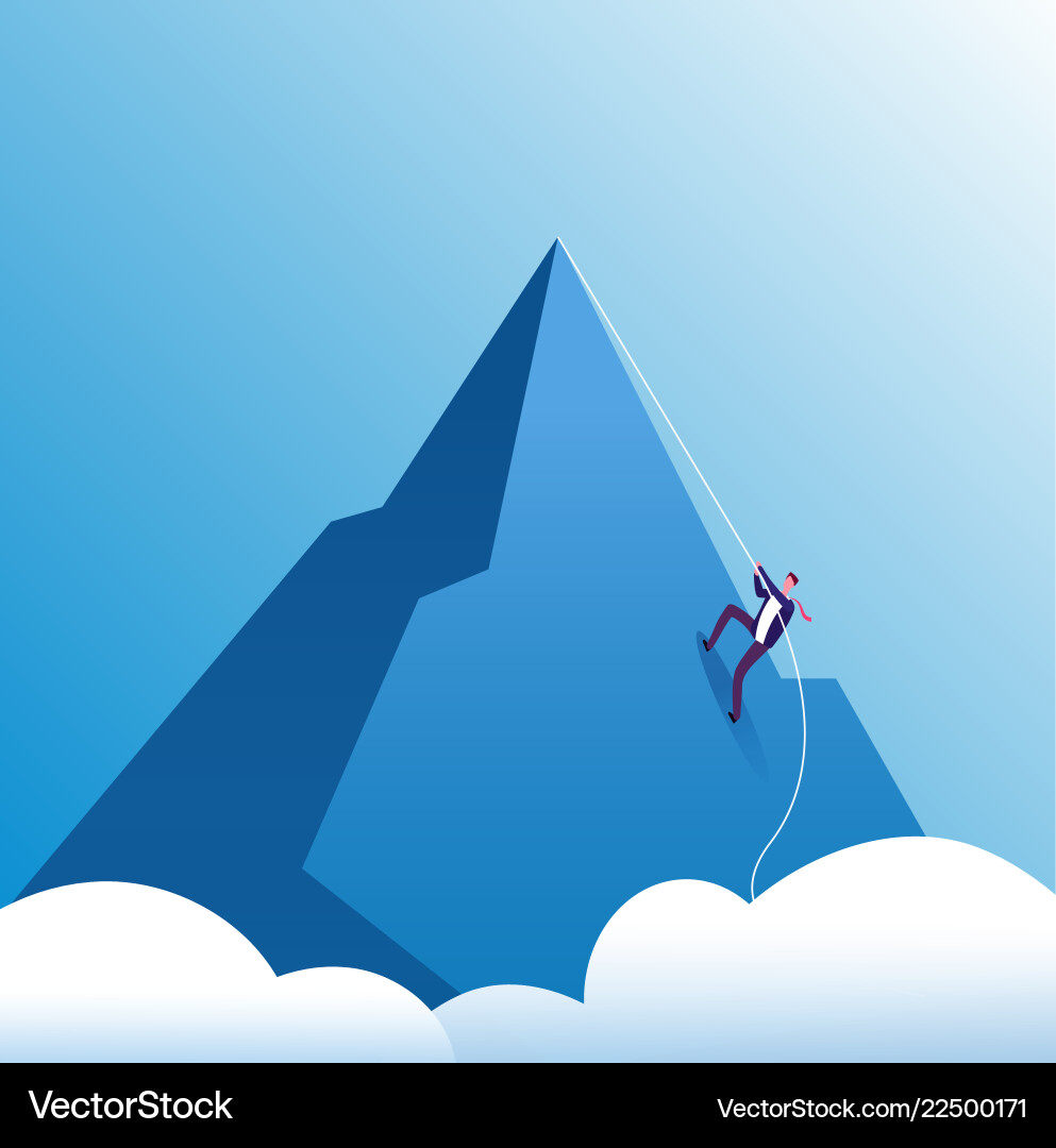 Businessman climbing mountain challenge Royalty Free Vector