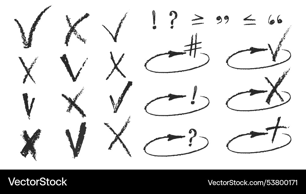 Charcoal pencil hand drawing check box with marks Vector Image
