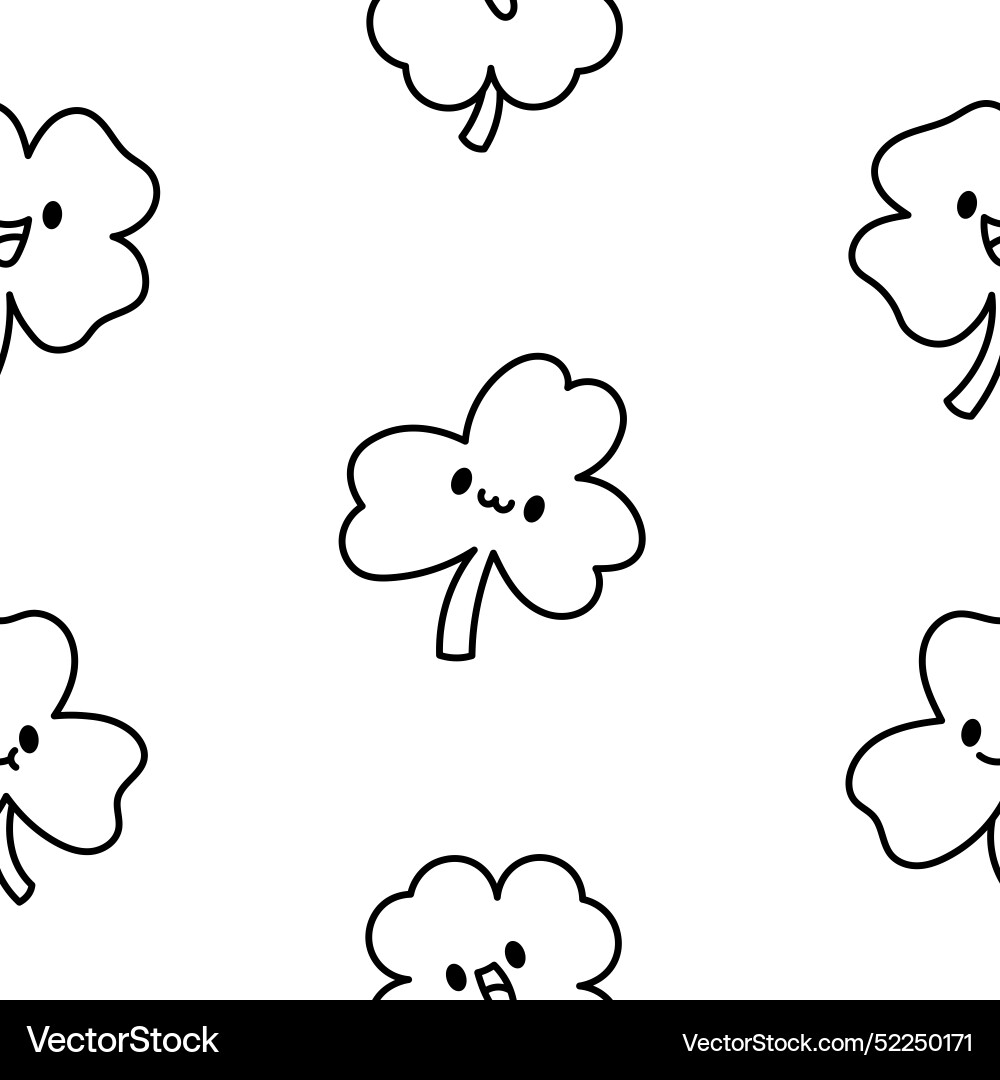 Cute kawaii lucky clover coloring page Royalty Free Vector