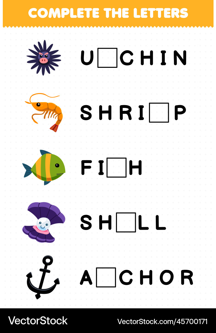 Education game for children complete the letters Vector Image