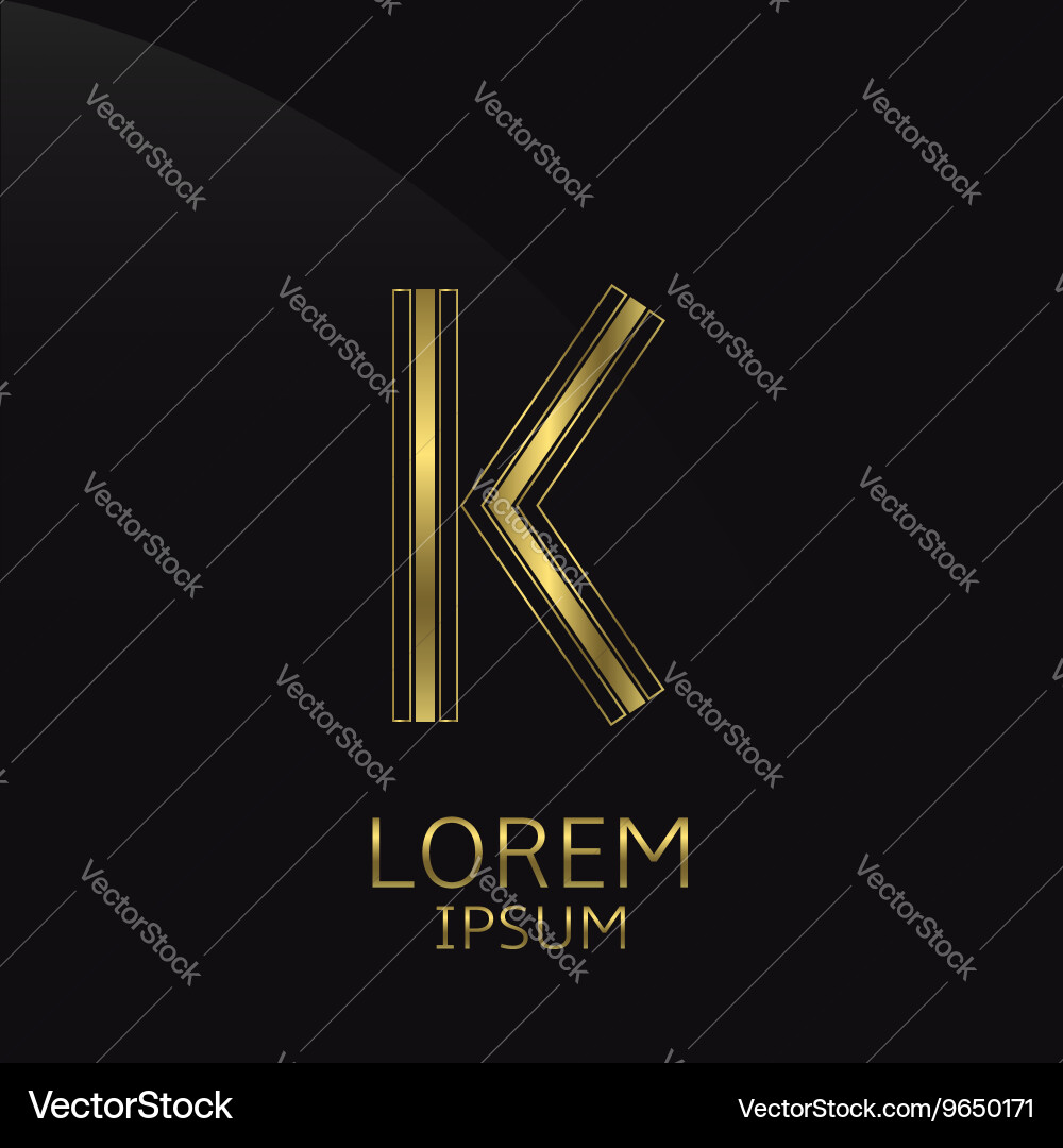 Golden k letter Royalty Free Vector Image - VectorStock