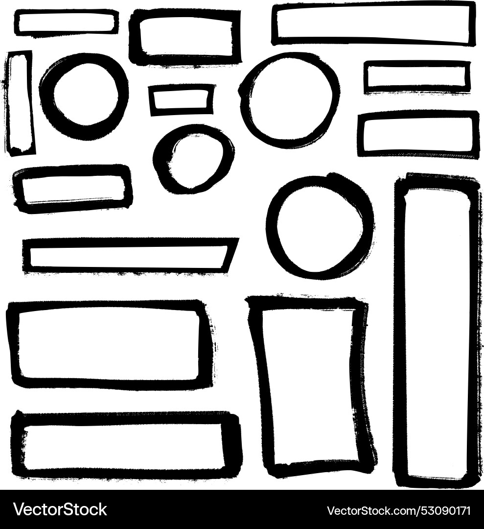 Grunge hand drawn black rectangle frames set Vector Image