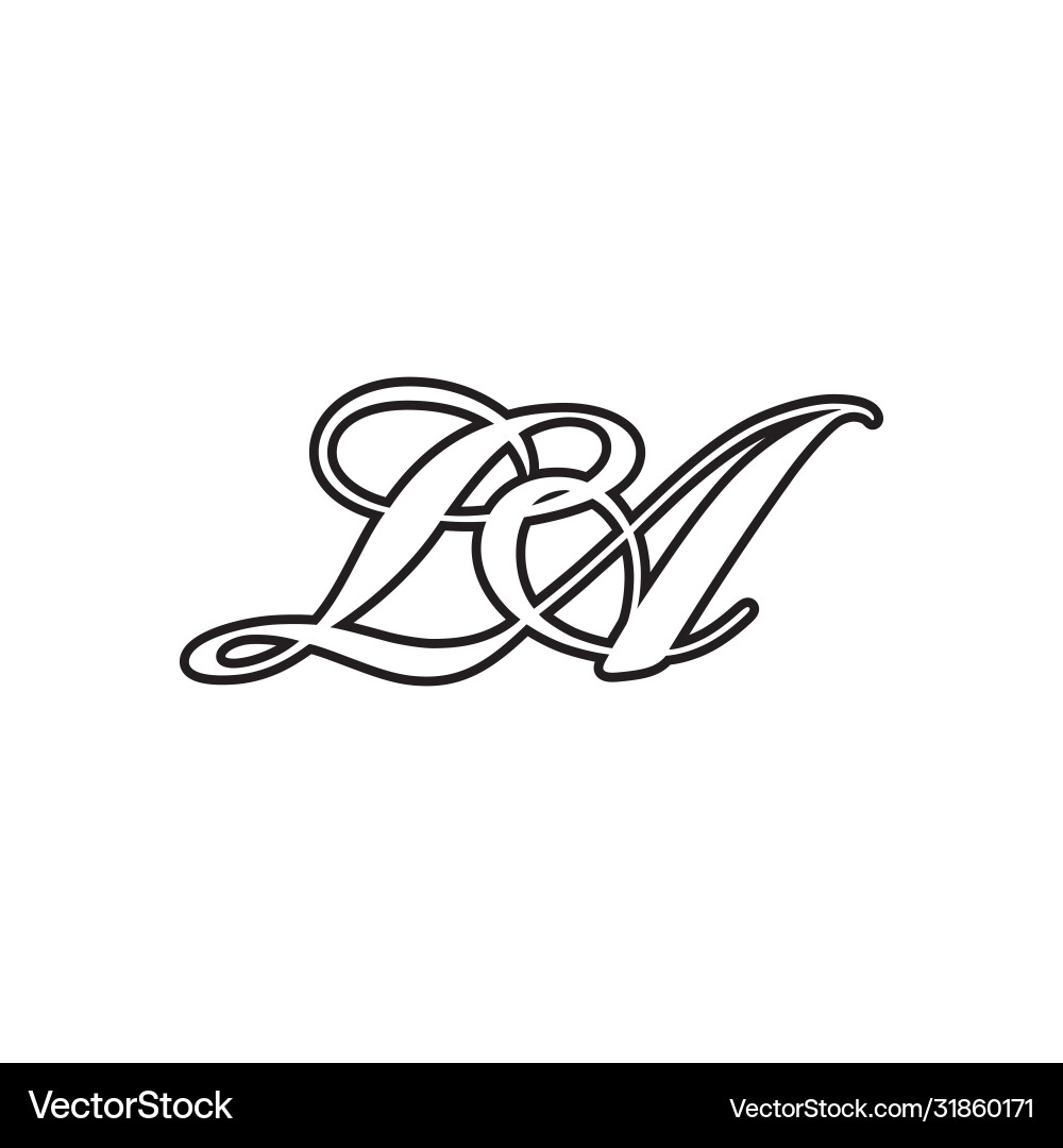 L a letter script lines logo design Royalty Free Vector
