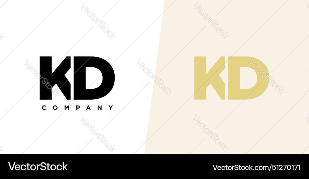 Letter k and d kd logo design template minimal Vector Image