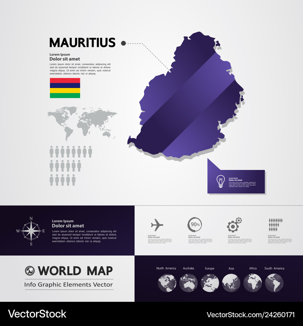 Mauritius map Royalty Free Vector Image - VectorStock