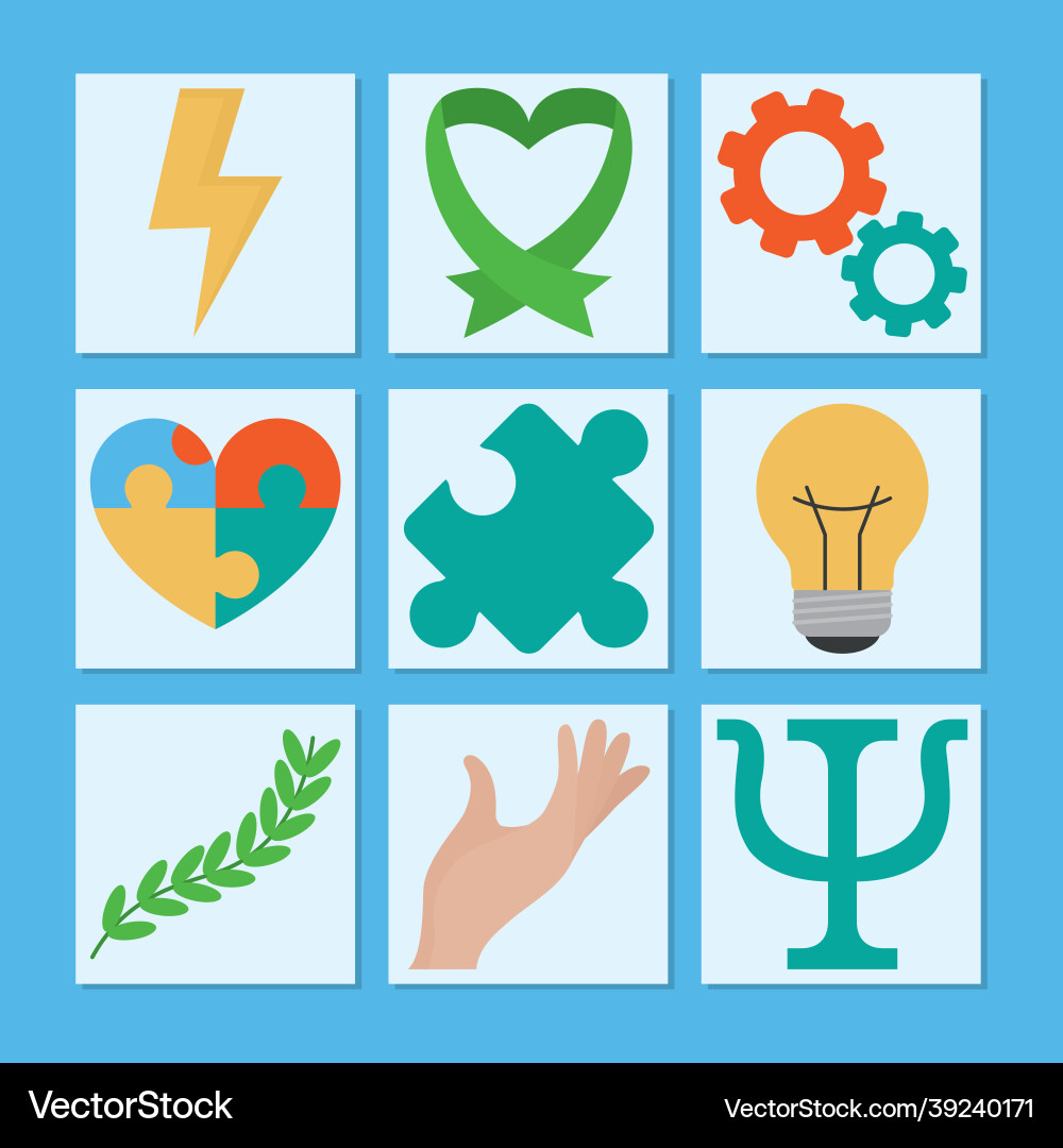Mental health icon set Royalty Free Vector Image