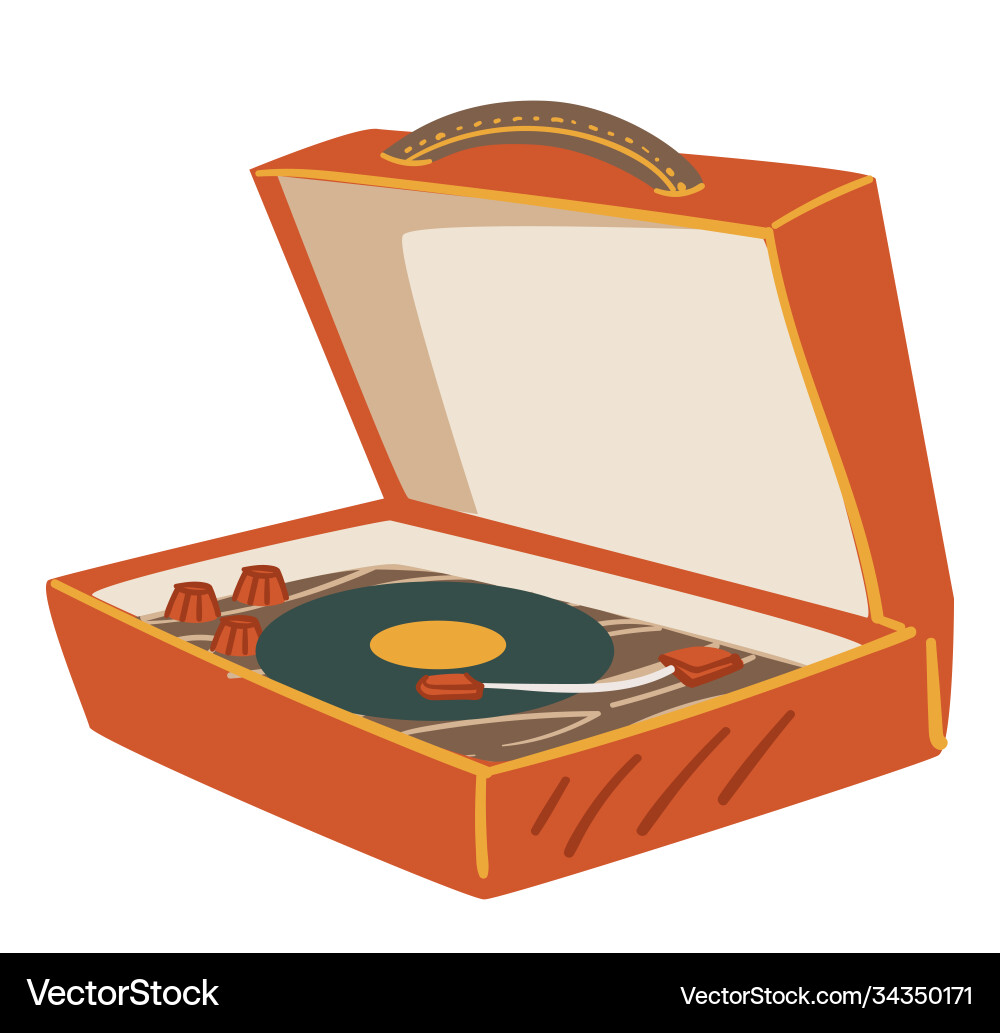 Old school vinyl player with plate and needle Vector Image