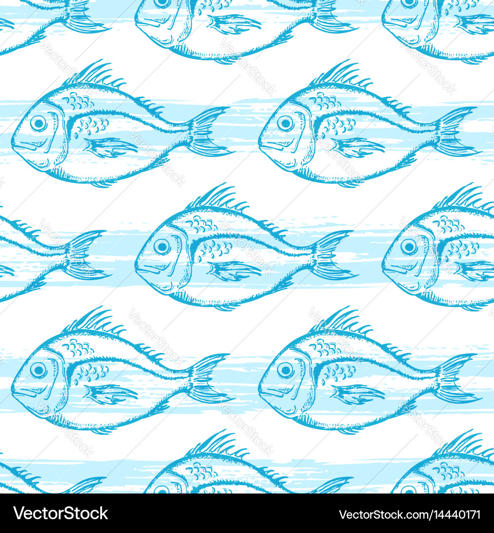 Pattern with blue fish Royalty Free Vector Image