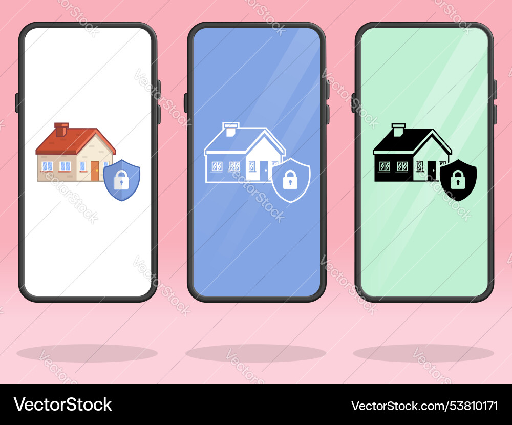 Smartphone house shield lock safety insurance Vector Image