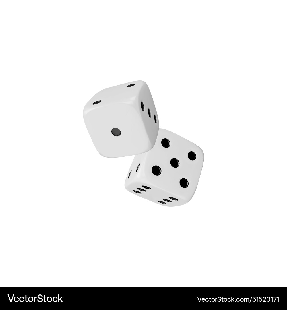 White 3d dice icons set Royalty Free Vector Image
